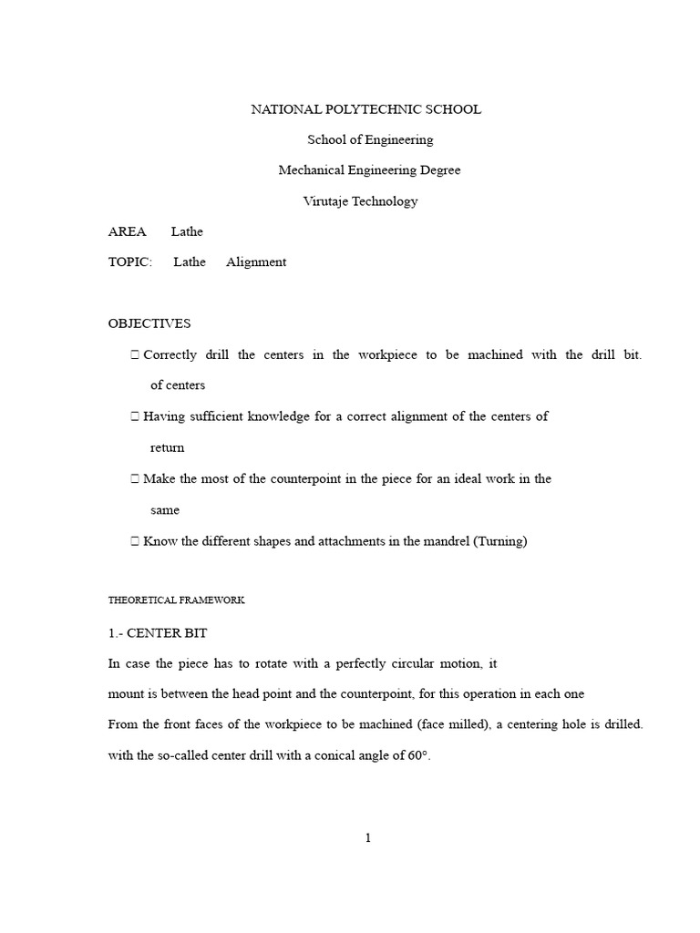 Assignment 3 Alignment of The Lathe | PDF | Machining | Drilling