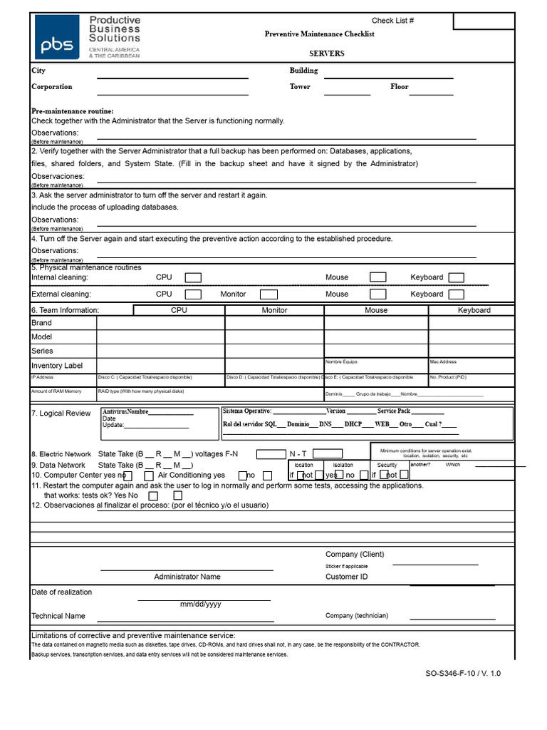 01062021-Checklist-Servers | PDF | Backup | Floppy Disk