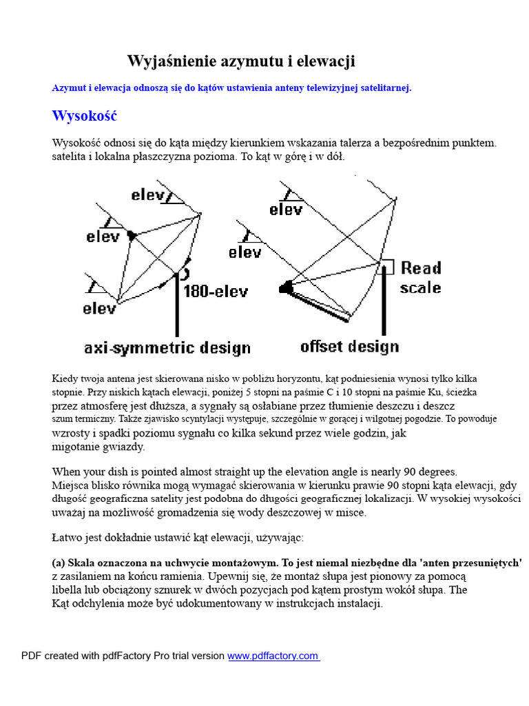 Azymut I Elewacja | PDF