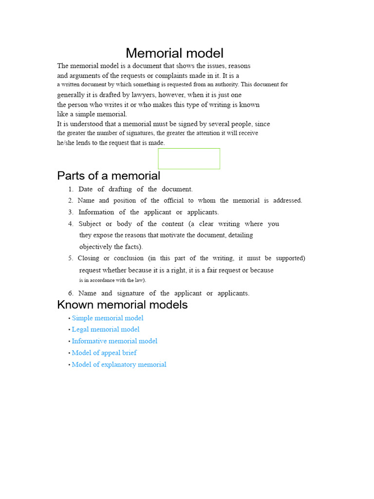 Memorial Model | PDF