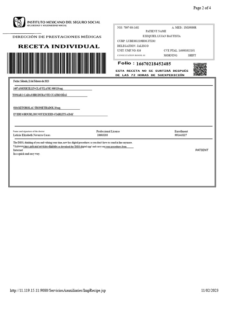 Editable Recipe Imss | PDF