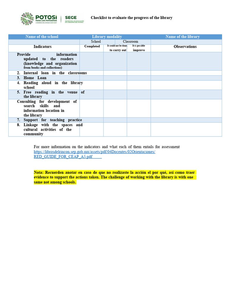 evaluation instrument libraries | PDF
