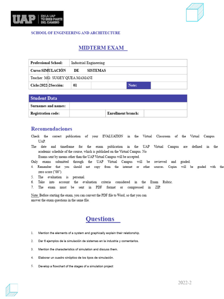8. Midterm_ System Simulation | PDF | Simulation