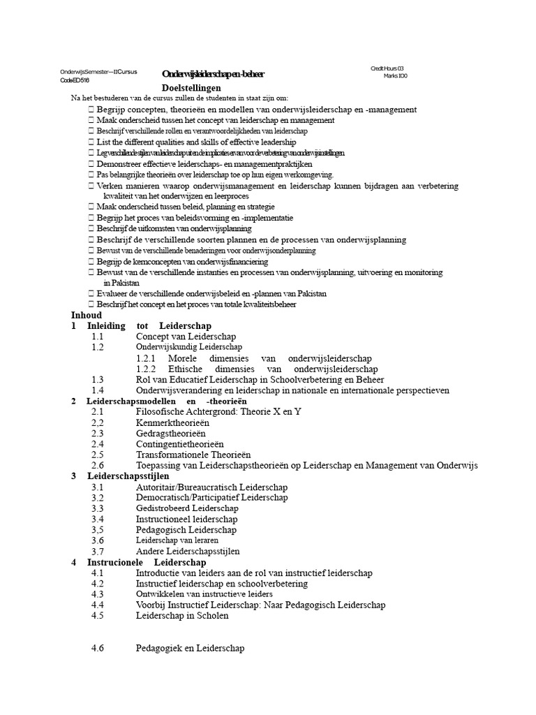 Onderwijs Leiderschap en Management | PDF