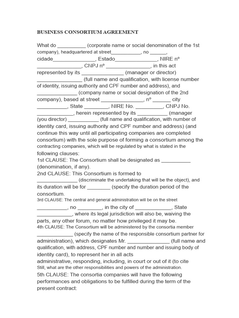 Business Consortium Agreement Template | PDF | Consortium | Business
