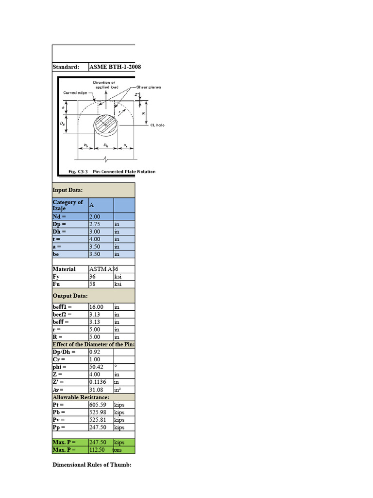 Calculation of Lifting Ear - ASME BTH-1-2008 | PDF | Applied And ...