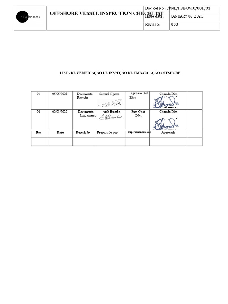 Checklist de Inspeção de Embarcação Offshore | PDF