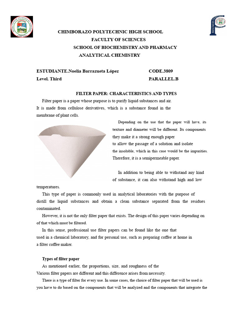 Types and Uses of Filter Paper | PDF | Filtration | Porosity