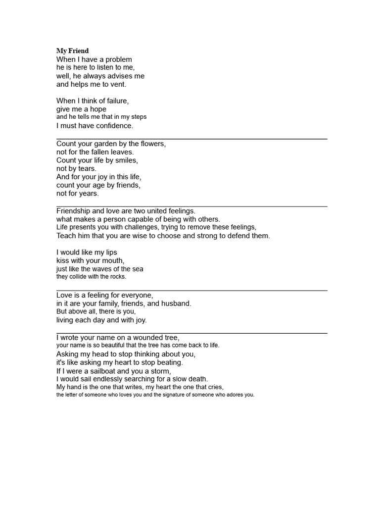 February poems for Valentine's Day and Friendship Day | PDF