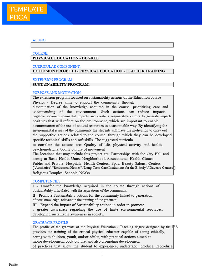 Physical Education Template | PDF | Sustainability | Knowledge
