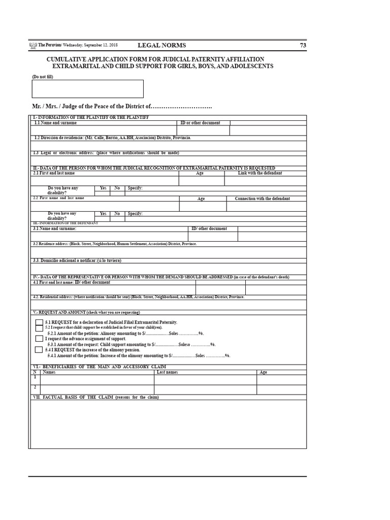 Accumulated Claim Form (Affiliation and Alimony) | PDF | Justice ...