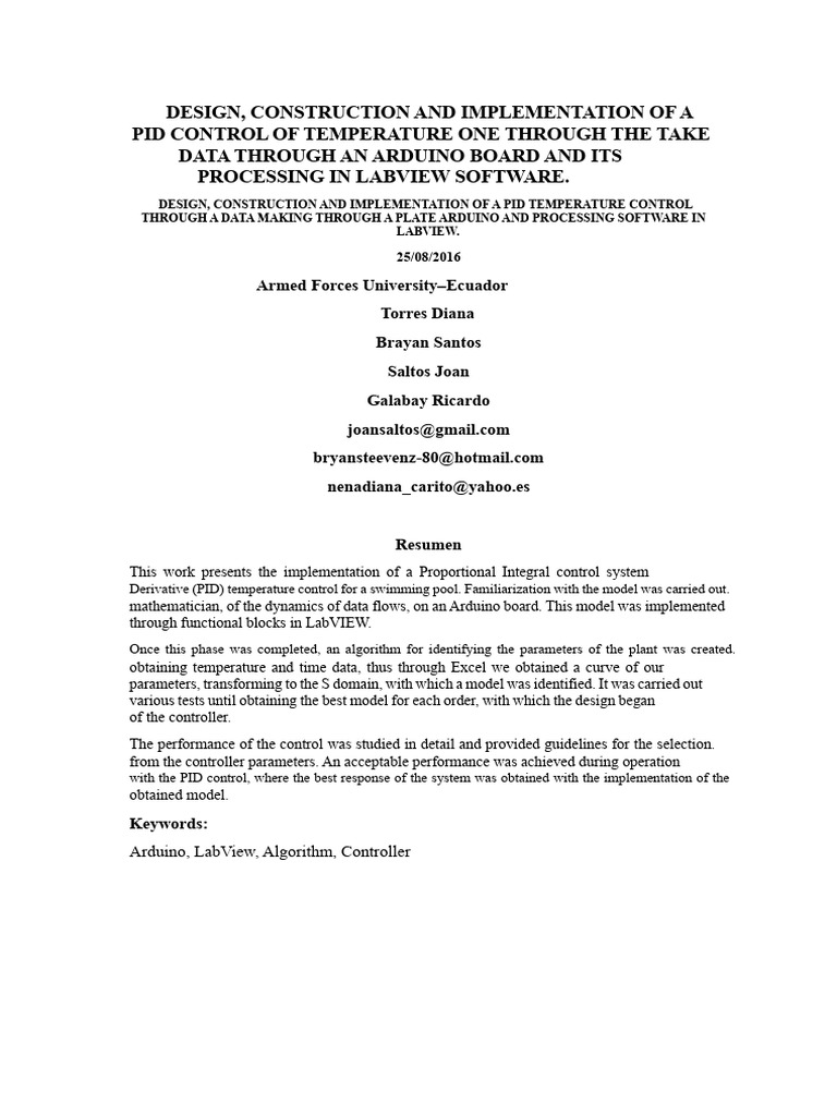 PID temperature control with Arduino | PDF | Control Theory | Computer ...