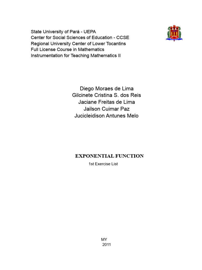 List of Exercises on EXPONENTIAL FUNCTION | PDF | Radiocarbon Dating ...