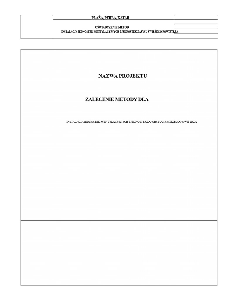 Oświadczenie Metody Dla Instalacji AHU Fahu | PDF