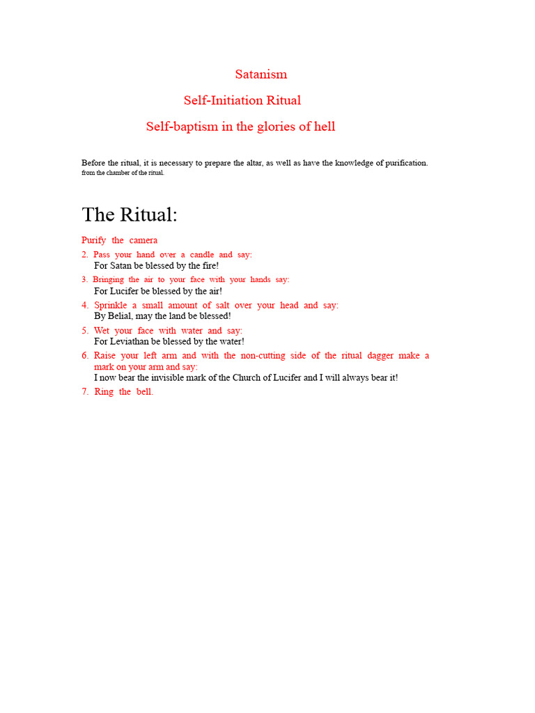 Satanism - Self-Initiation Ritual 1p | PDF