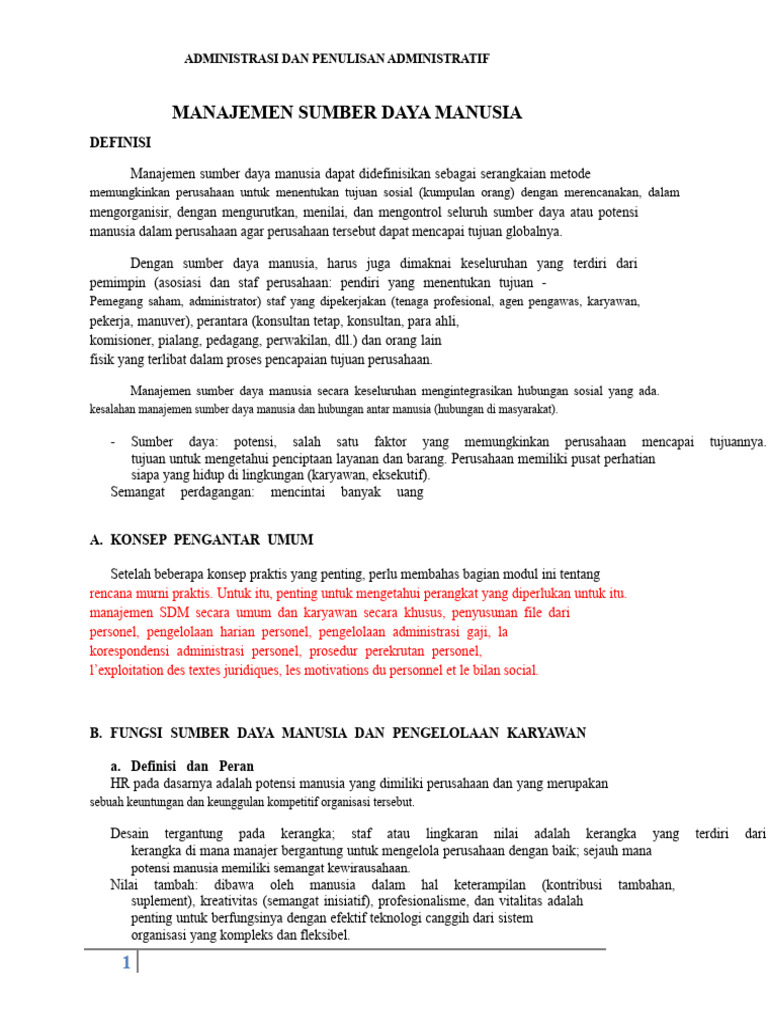 Modul Manajemen Sumber Daya Manusia | PDF