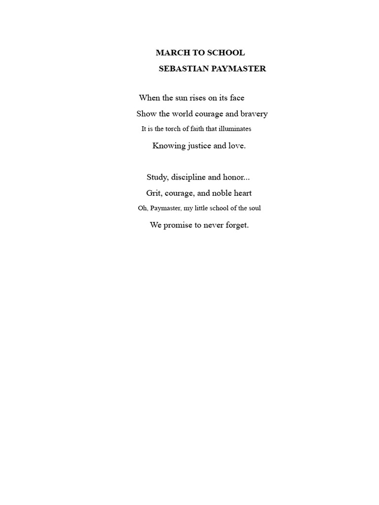 March to School: A Poetic Tribute | PDF