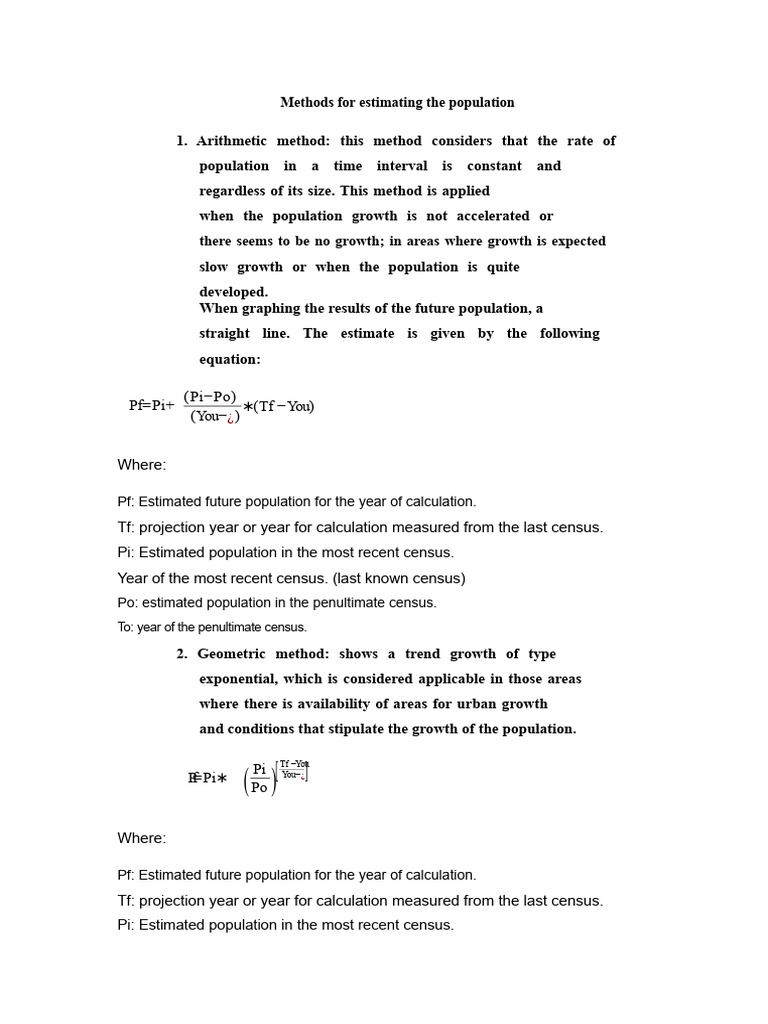 Methods For Estimating The Population | PDF