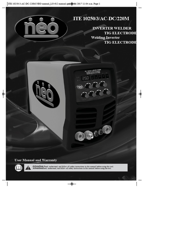 Ite 10250 3 Ac Dc 220m Neo Manual High Print | PDF | Welding | Construction