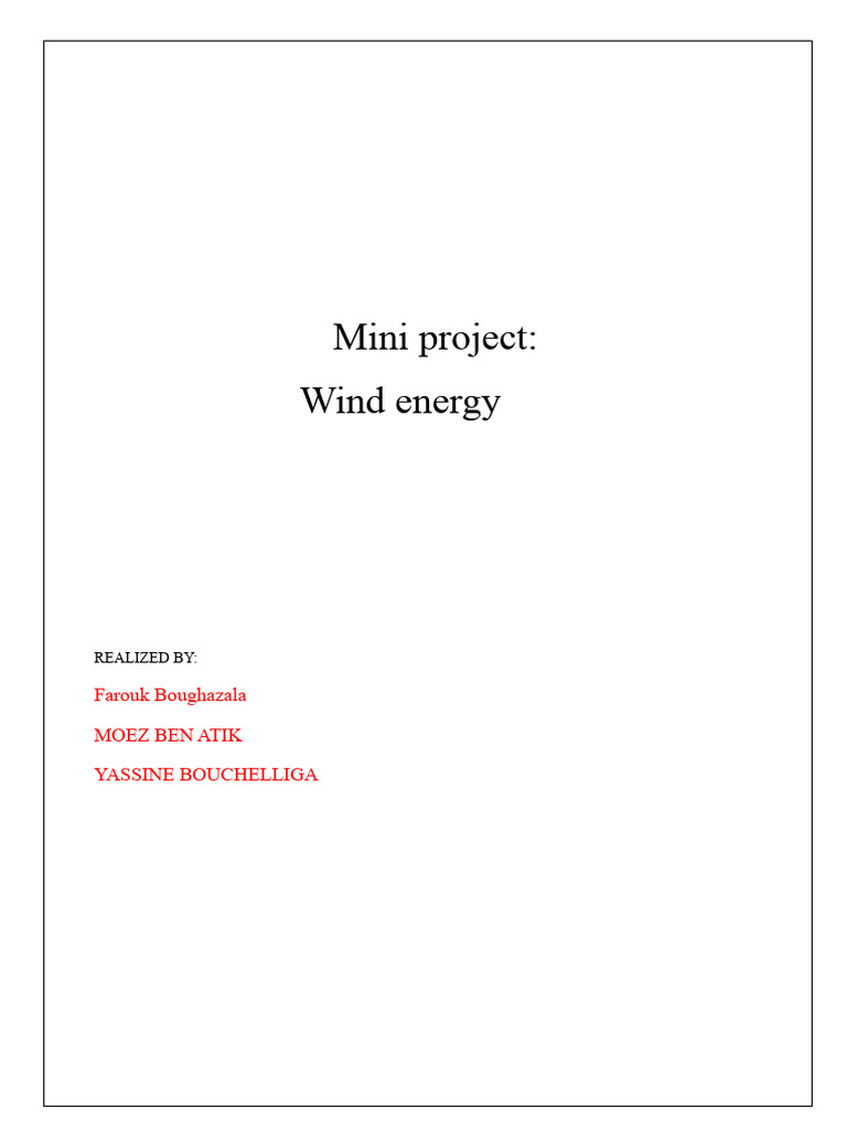mini project | PDF | Wind Power | Wind Turbine