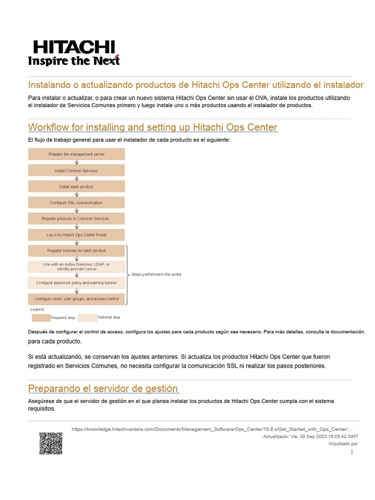 Instalación o Actualización de Productos Hitachi Ops Center Mediante El ...