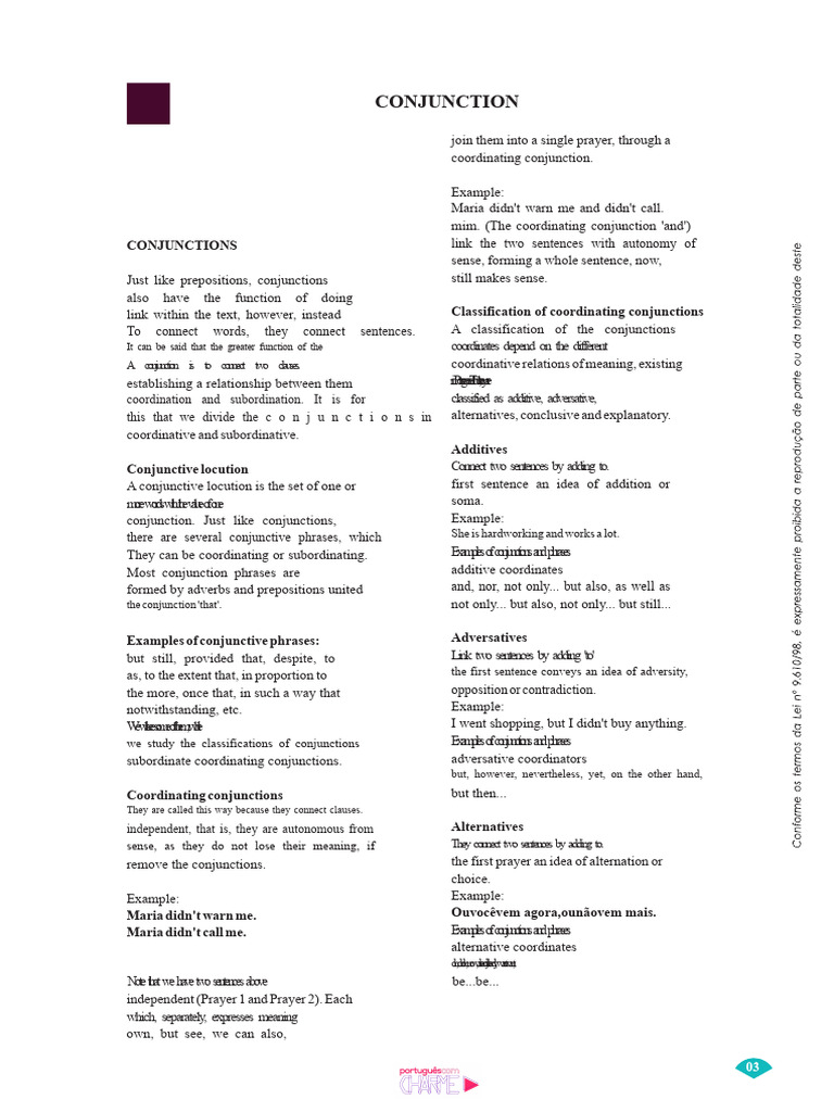 Conjunction Workbook | PDF | Adverb | Linguistic Morphology