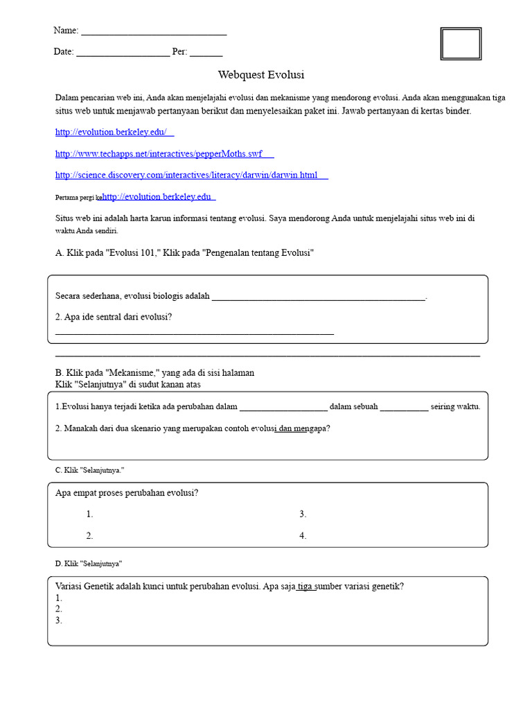 Webquest Evolusi | PDF