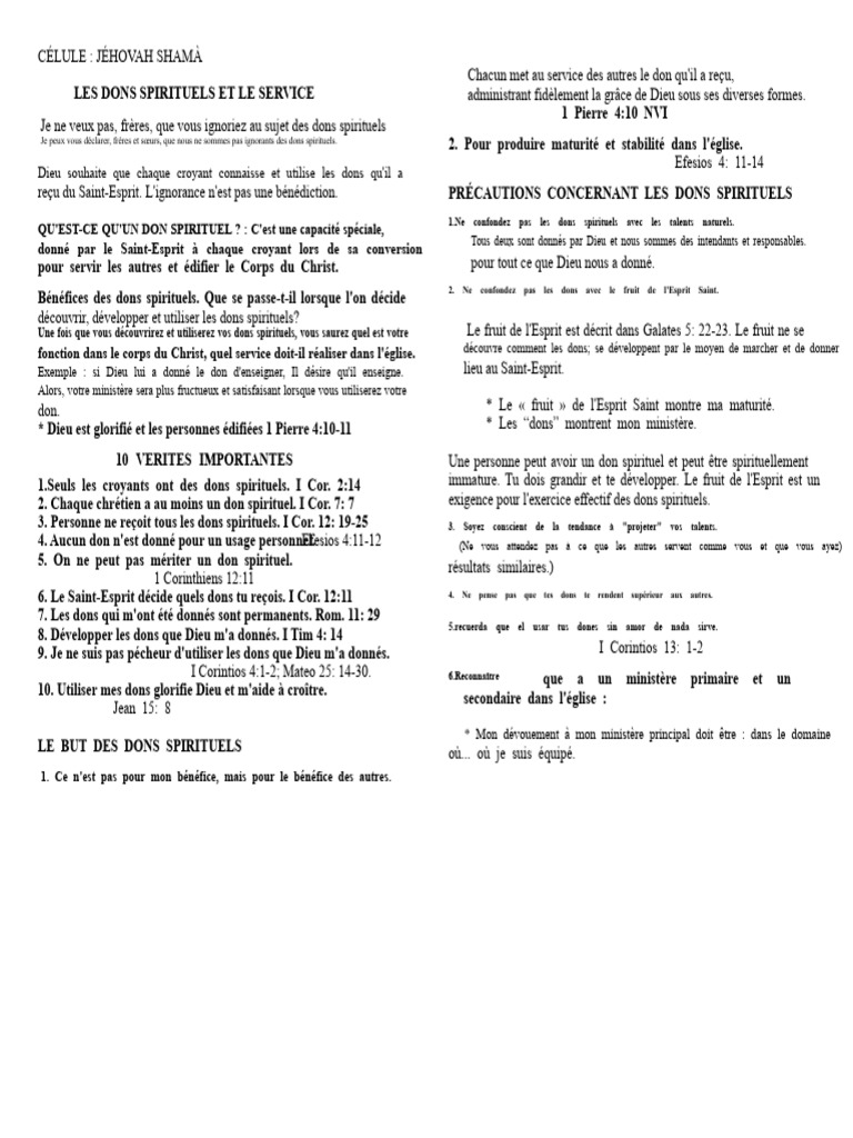 Dons Spirituels : Découverte et Utilisation | PDF | Saint-Esprit ...