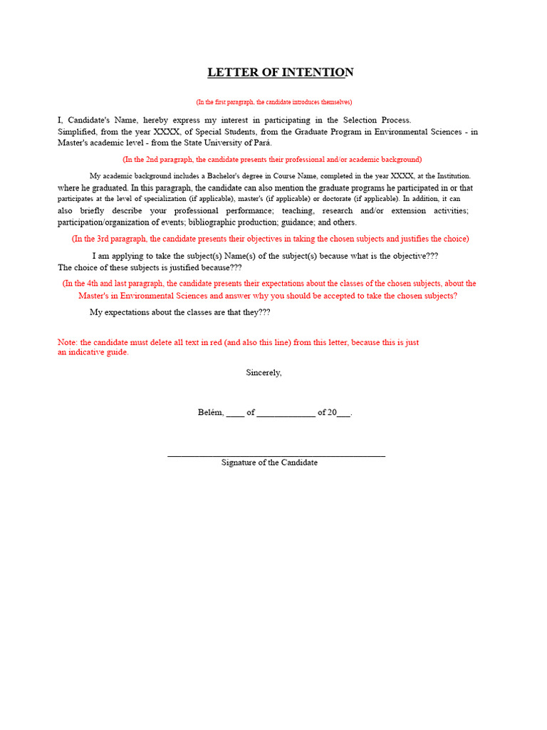 Letter of Intent Template | PDF
