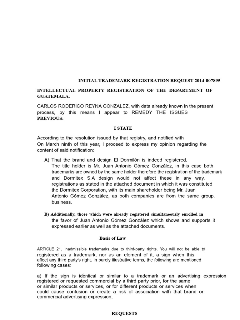 Previous Registration of Intellectual Property | PDF | Trademark ...