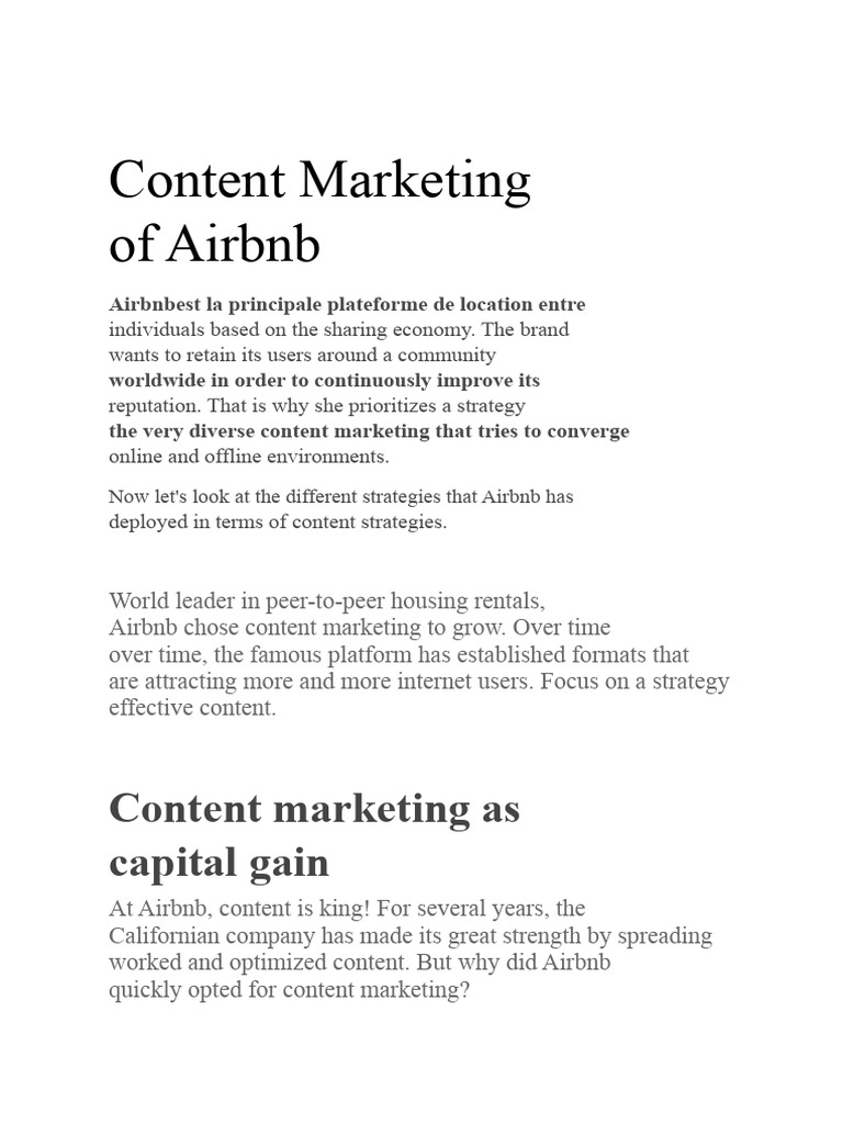 Airbnb's Content Marketing Strategies | PDF | Brand | Marketing