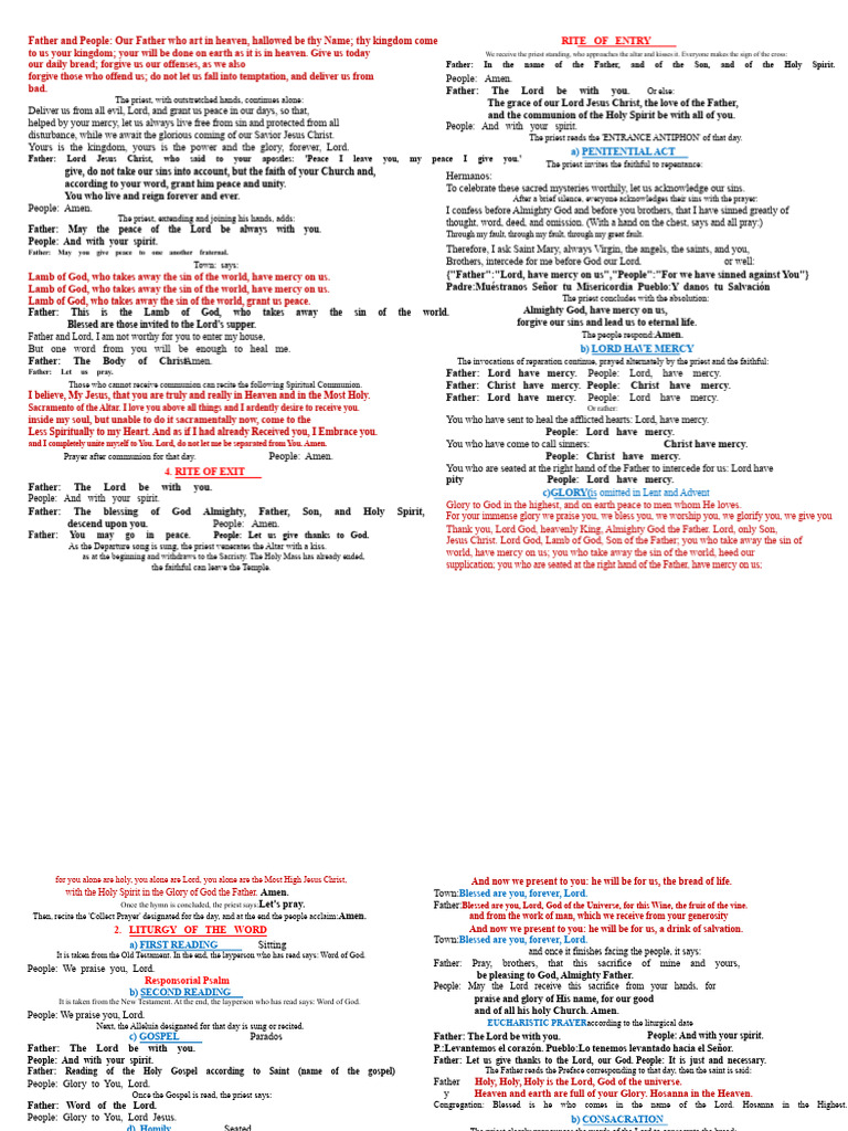 Catholic Mass Liturgy Guide | PDF | God The Father | Eucharist