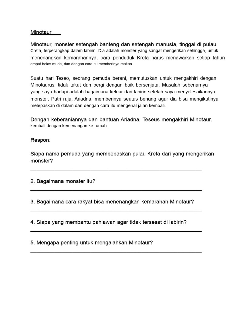 Teseus dan Minotaur: Legenda Kreta | PDF