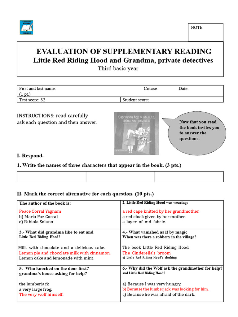 Evaluation of The Book Little Red Riding Hood and Grandma, Private ...