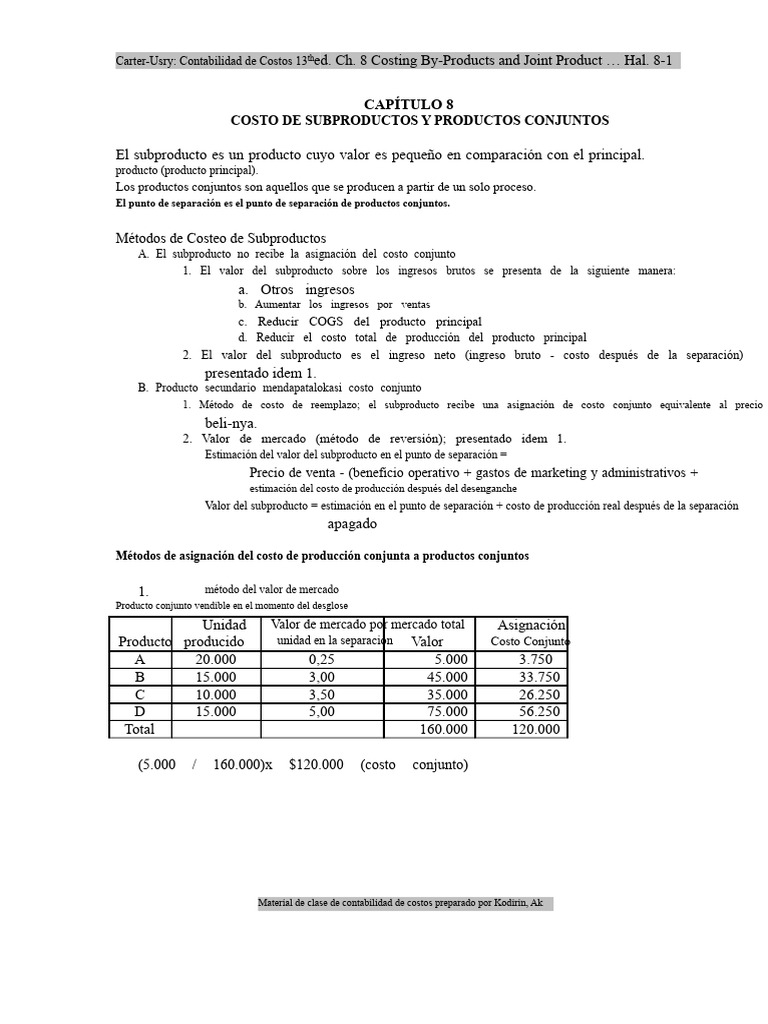 Capítulo 8 Costo Por Producto y Producto Conjunto | PDF | Mercado ...
