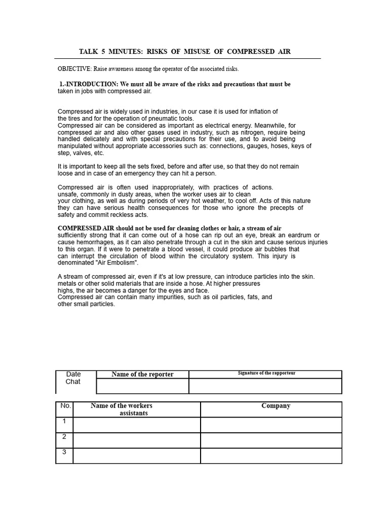 Compressed Air Safety Risks Explained | PDF