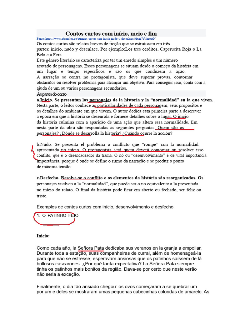 Exemplo de Contos Curtos Com Início, Meio e Fim | PDF | Contos | Cama