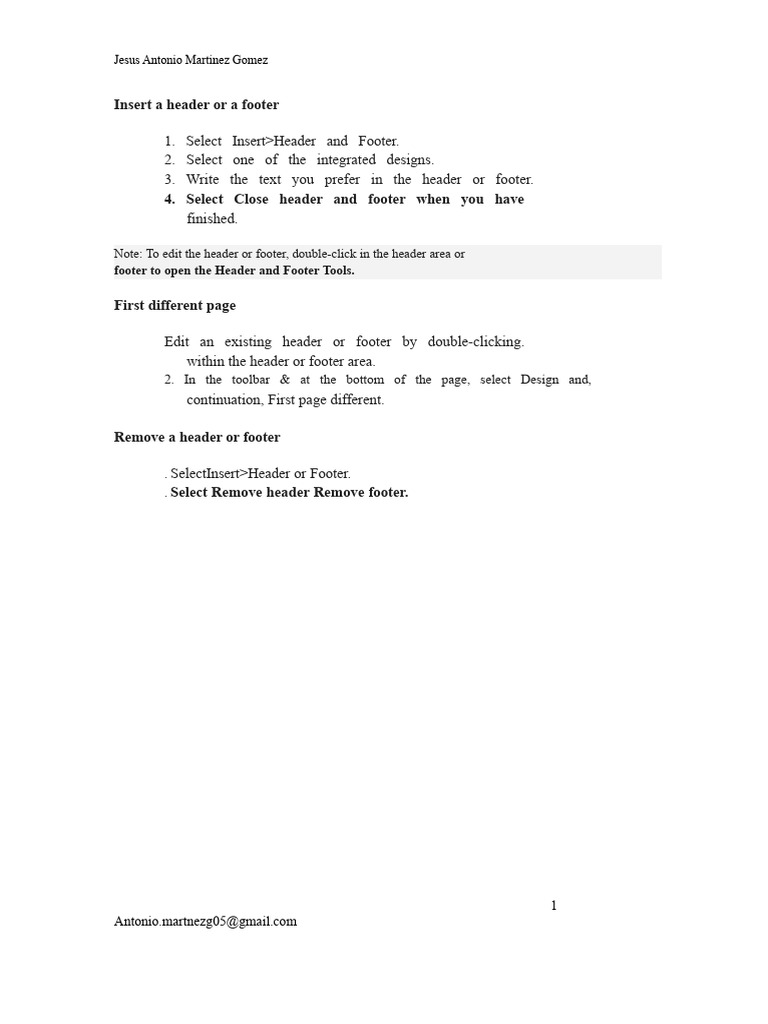 HOW TO INSERT HEADERS AND FOOTERS IN WORD | PDF