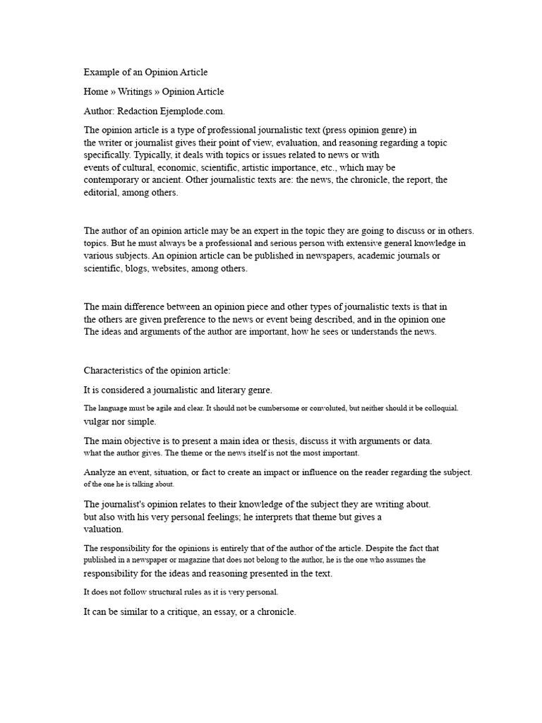 Understanding Opinion Articles | PDF | Opinion | News