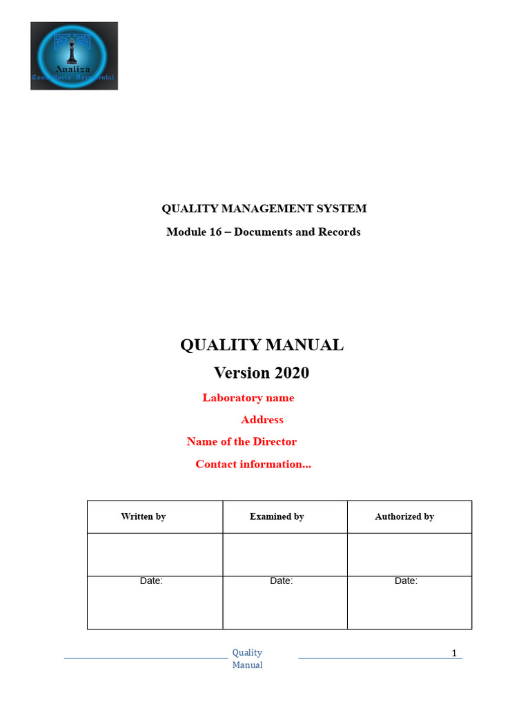 1-Quality Manual Format | PDF | Quality Management System | Quality Management