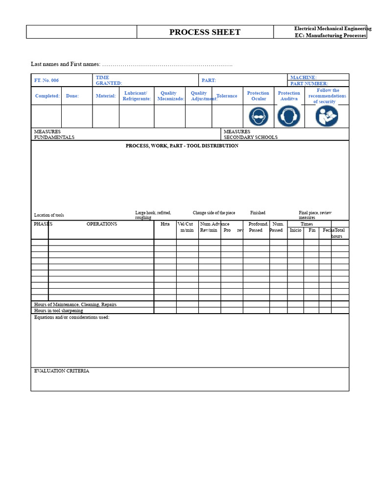 Process Sheet | PDF | Mechanical Engineering | Applied And ...