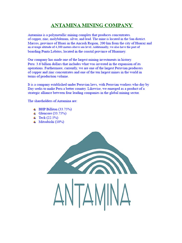 Antamina Mining Company | PDF | Mill (Grinding) | Mining