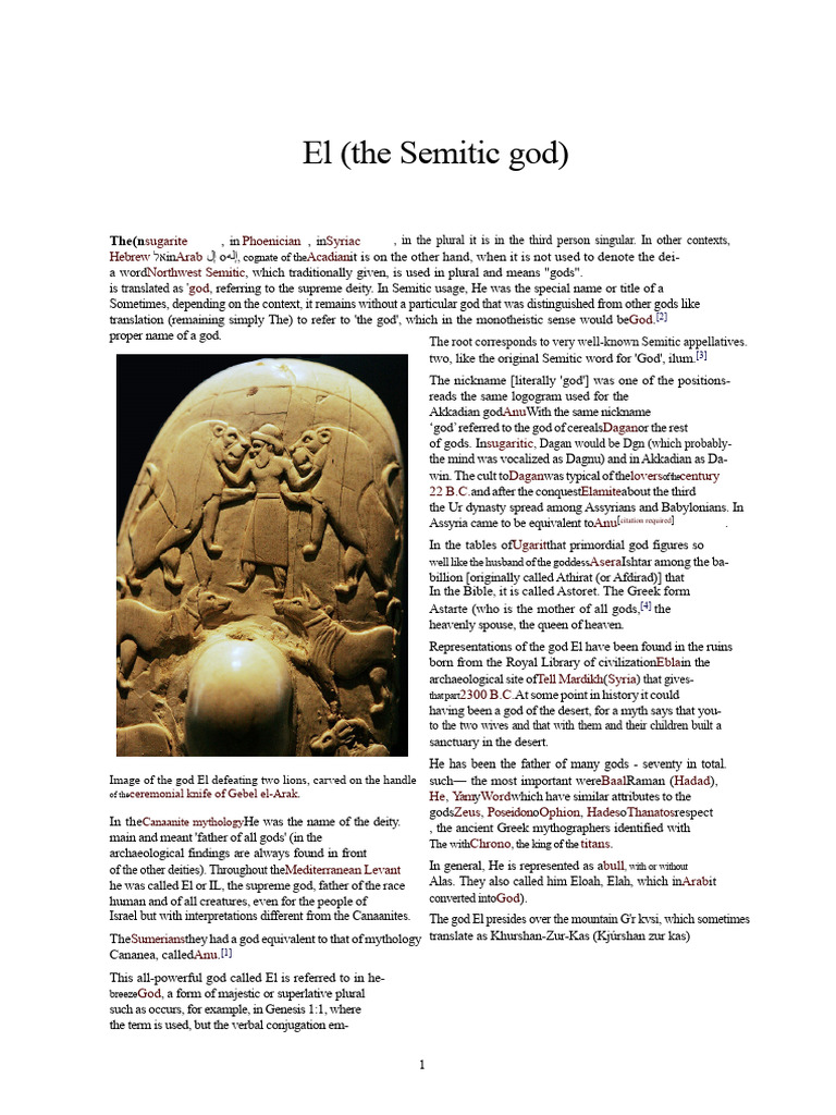 The (Semitic God) | PDF | Yahweh | Deities