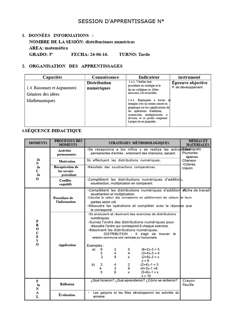 Mathématiques : Activités de 3ème année | PDF | Multiplication ...