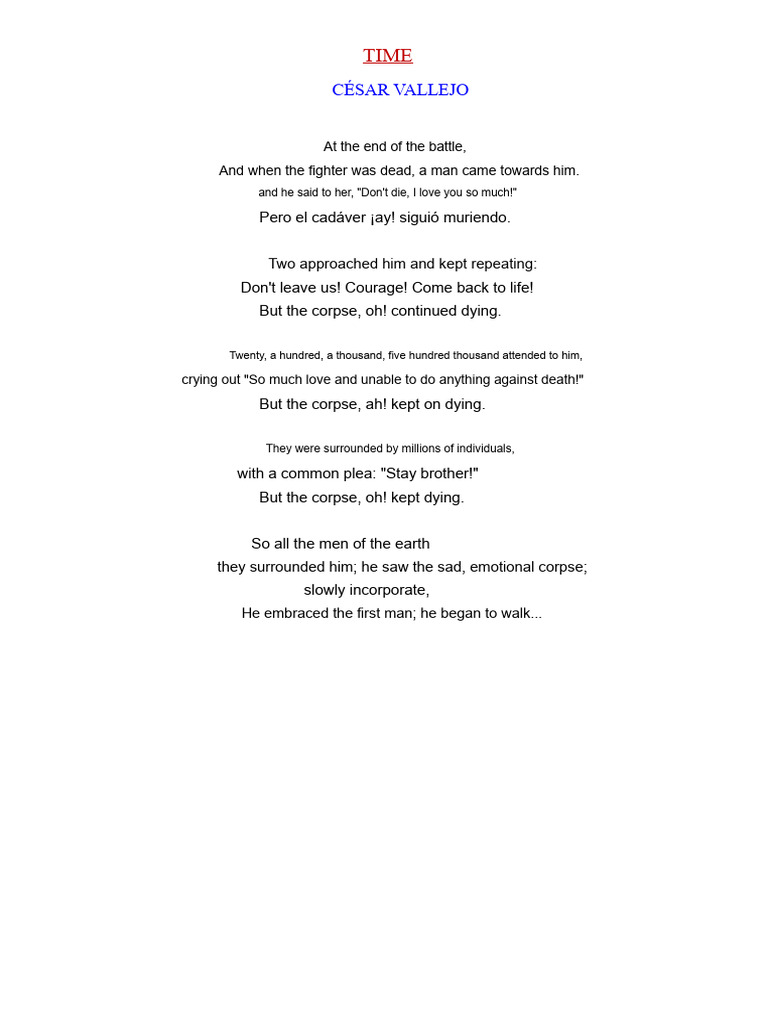 Cesar Vallejo - Mass (poem).docx | PDF