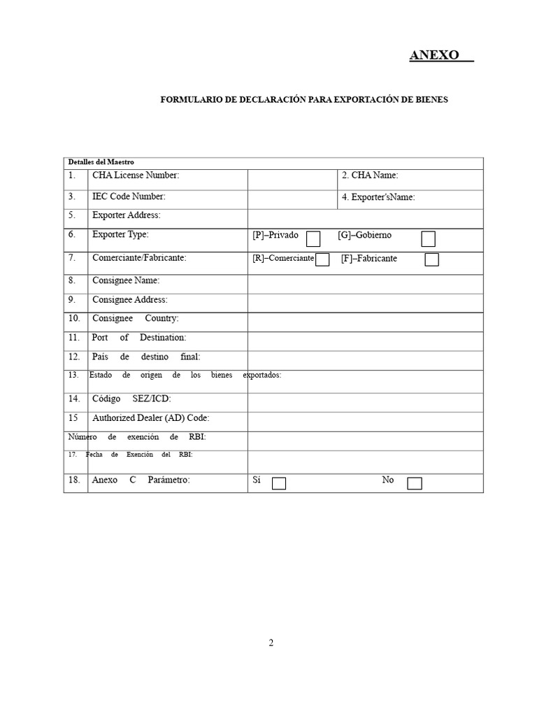 Formulario de Declaración de Exportación Con SDF | PDF | aduana | Sector privado