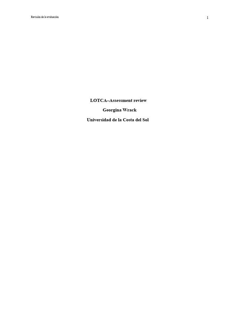 Revisión de La Evaluación LOTCA | PDF | Cognición | Terapia ocupacional