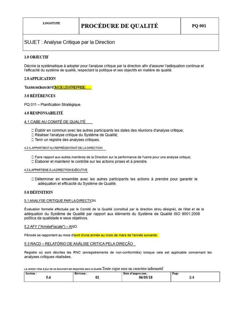 Analyse Critique du Système de Qualité | PDF