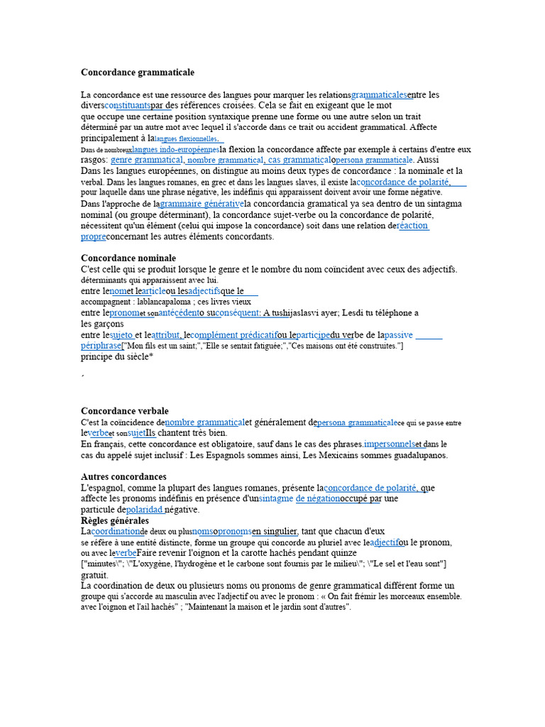 Concordance grammaticale expliquée | PDF | Nombre grammatical | Verbe