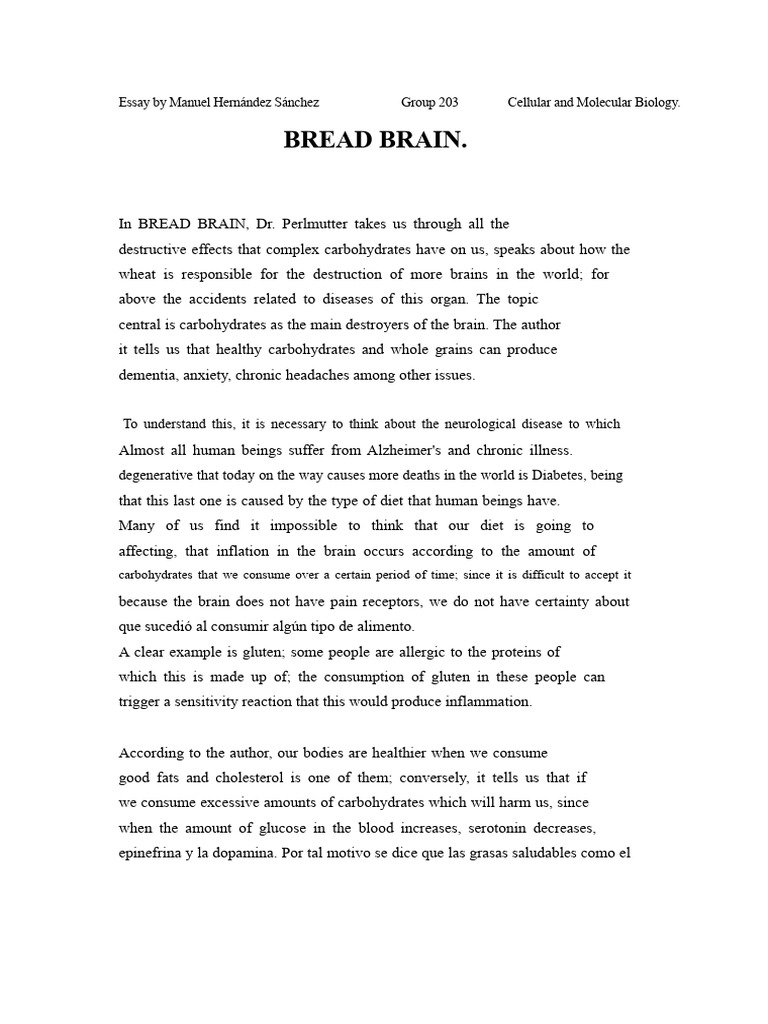 Essay Bread Brain | PDF | Dieting | Gluten